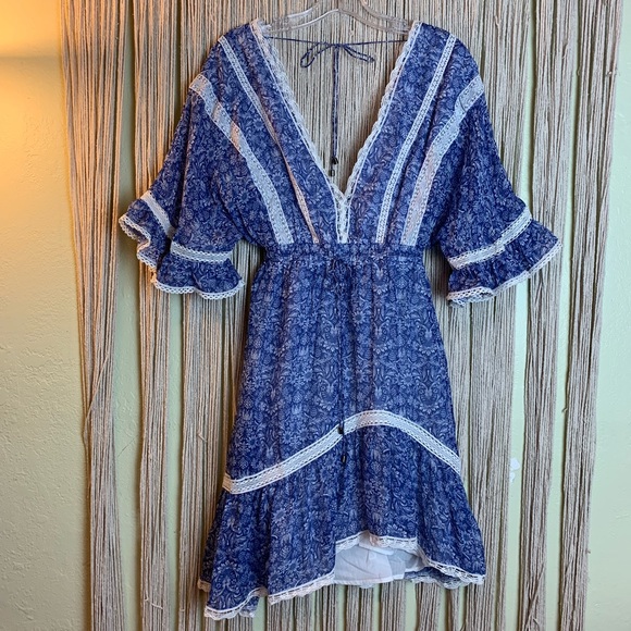 Love Sam | Dresses | Love Sam Dream Floral Dress Nwt Blue And Cream ...
